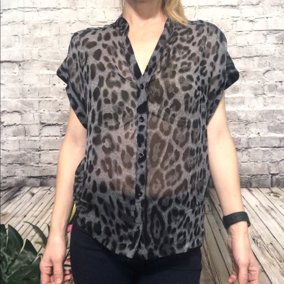 Buffalo David Bitton | Tops | Buffalo Jeans Sheer Cheetah Blouse Slate ...